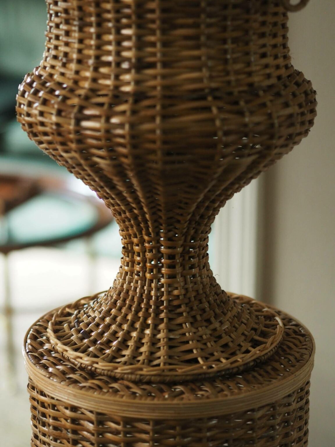 Large Wicker Urn and Pedestal Set | Heywood Home Company