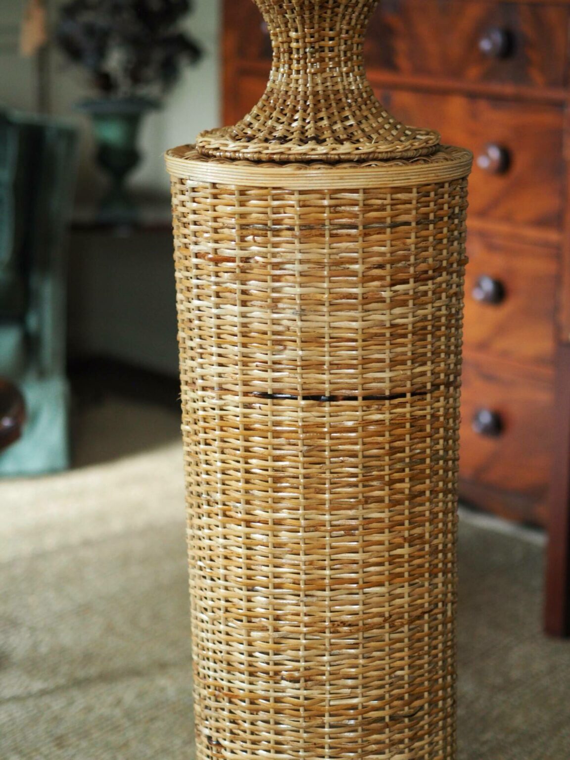 Large Wicker Urn and Pedestal Set | Heywood Home Company